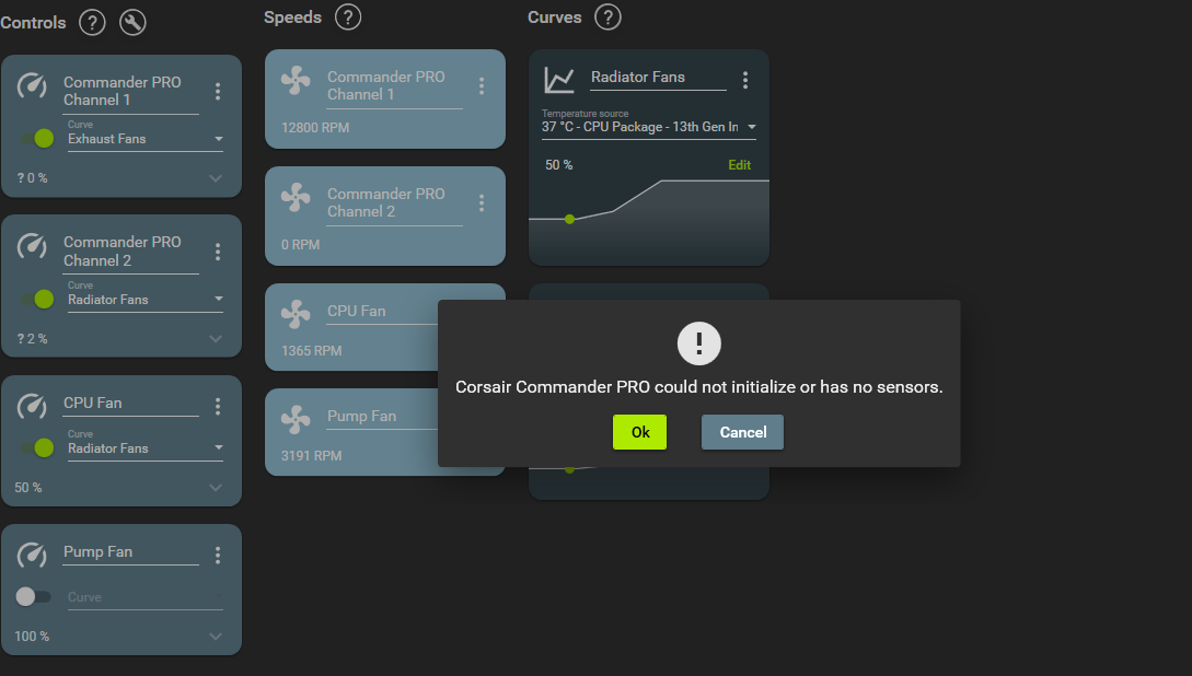 Crazy fan speeds with a question mark beside the percentage. · Issue ...