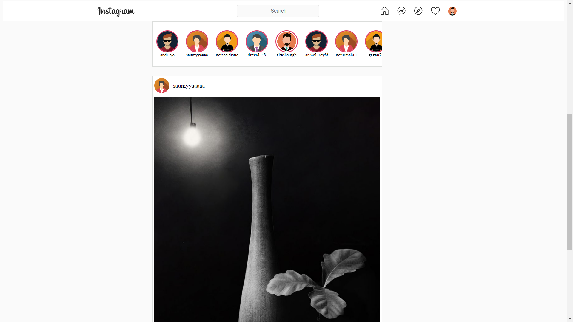 GitHub - saumyyaaaaa/basic-instaweb-frontend-clone: A React based front-end instagram web clone.