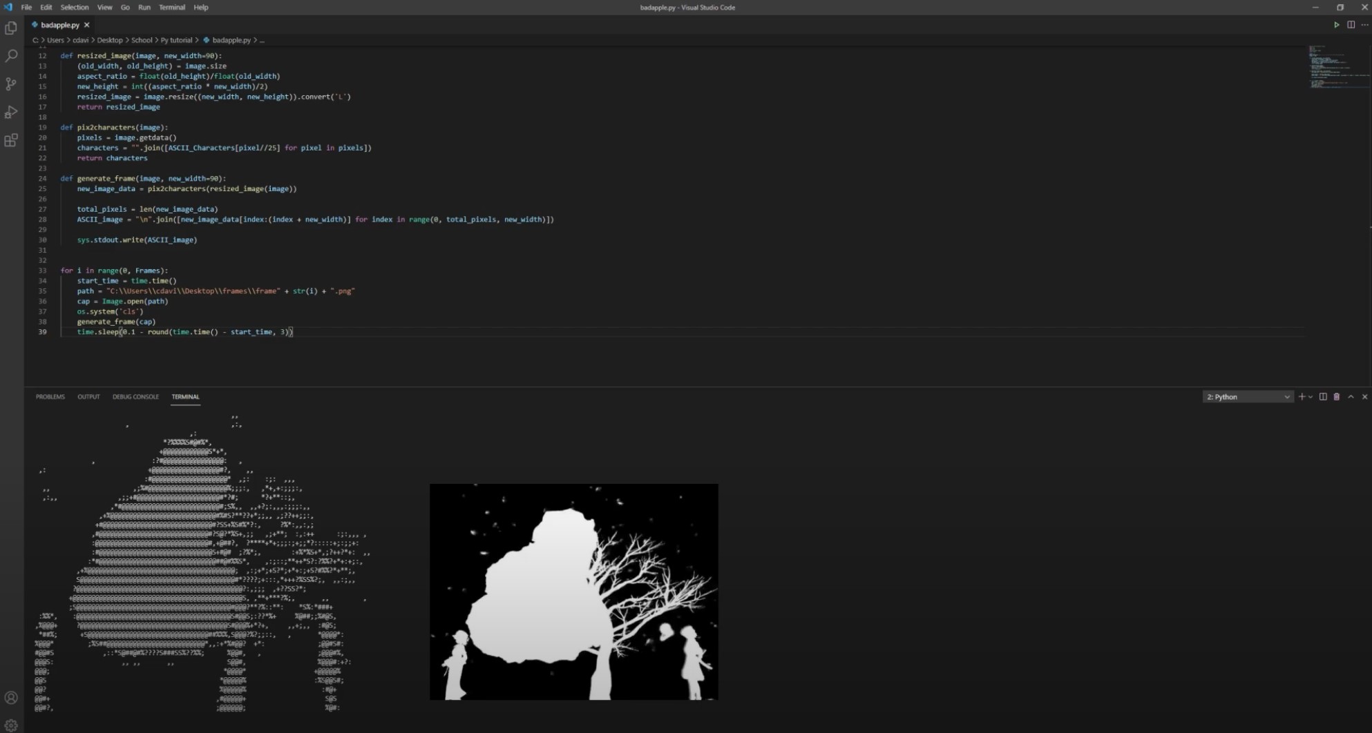 GitHub - CDavidSV/Bad-Apple-in-ASCII: Python script that converts the ...