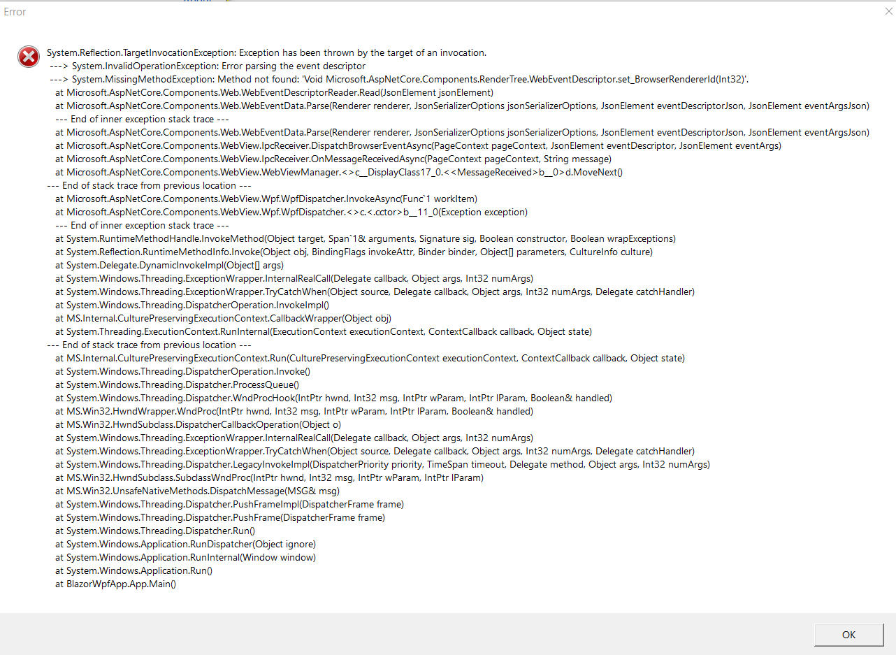 Possible Exceptions On Blazorwpfapp · Issue 1 · Edandersenblazor Desktop Crossplatform Sample