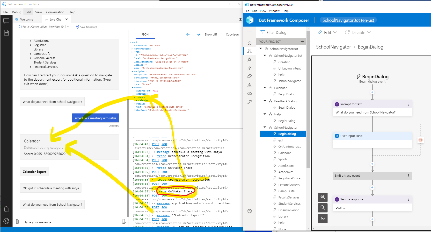 Qnamaker Trace Call Shows Up In Log After Intent Was Recognized Correctly · Issue 5705