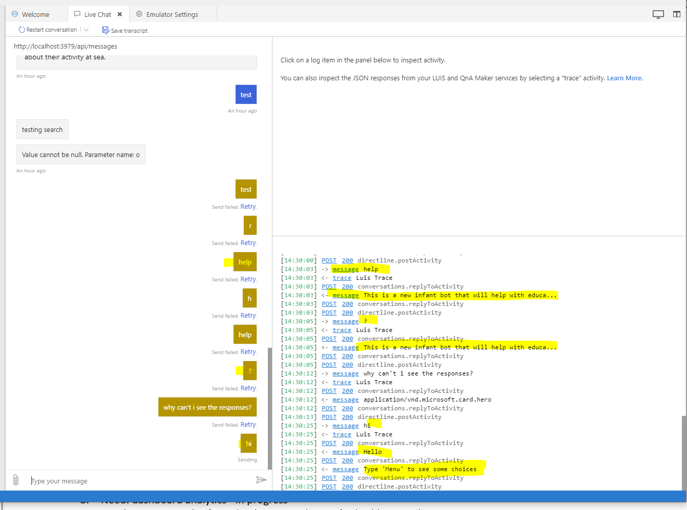 Emulator chat pane out of sync with activity (on activity pane) · Issue #1789 · microsoft ...