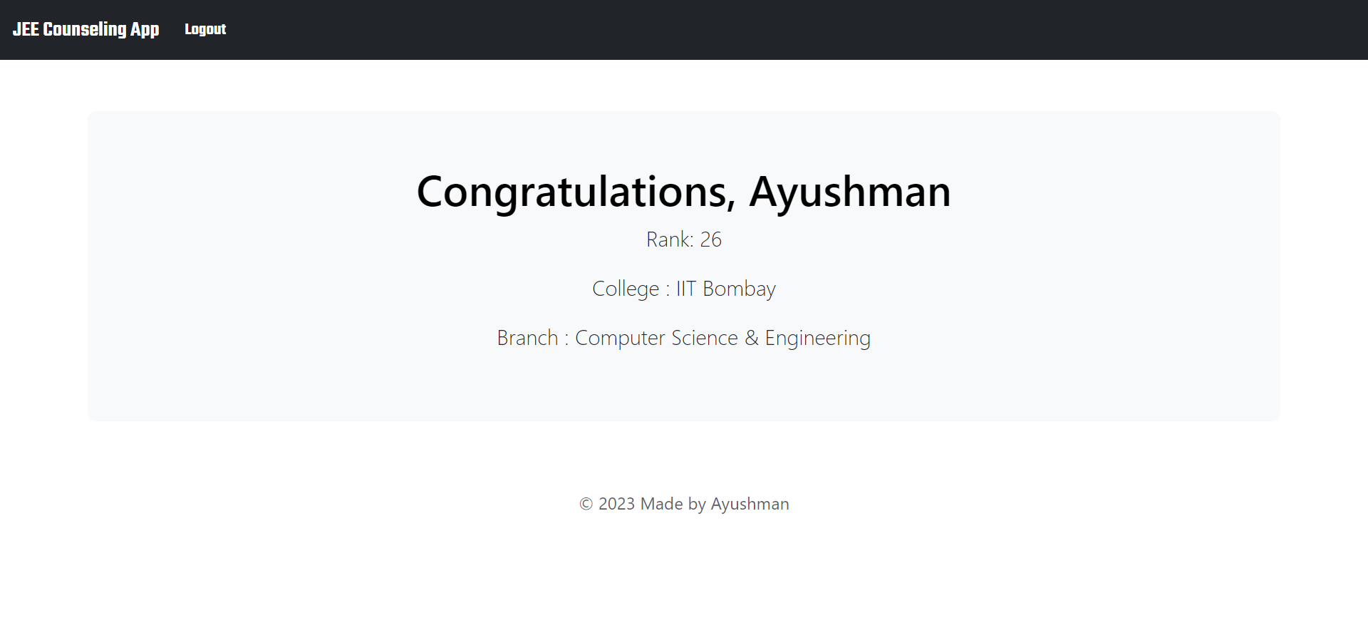 GitHub - Maanayush10/JEE-Counseling-Portal-sample: This is a simple JEE counseling portal made ...