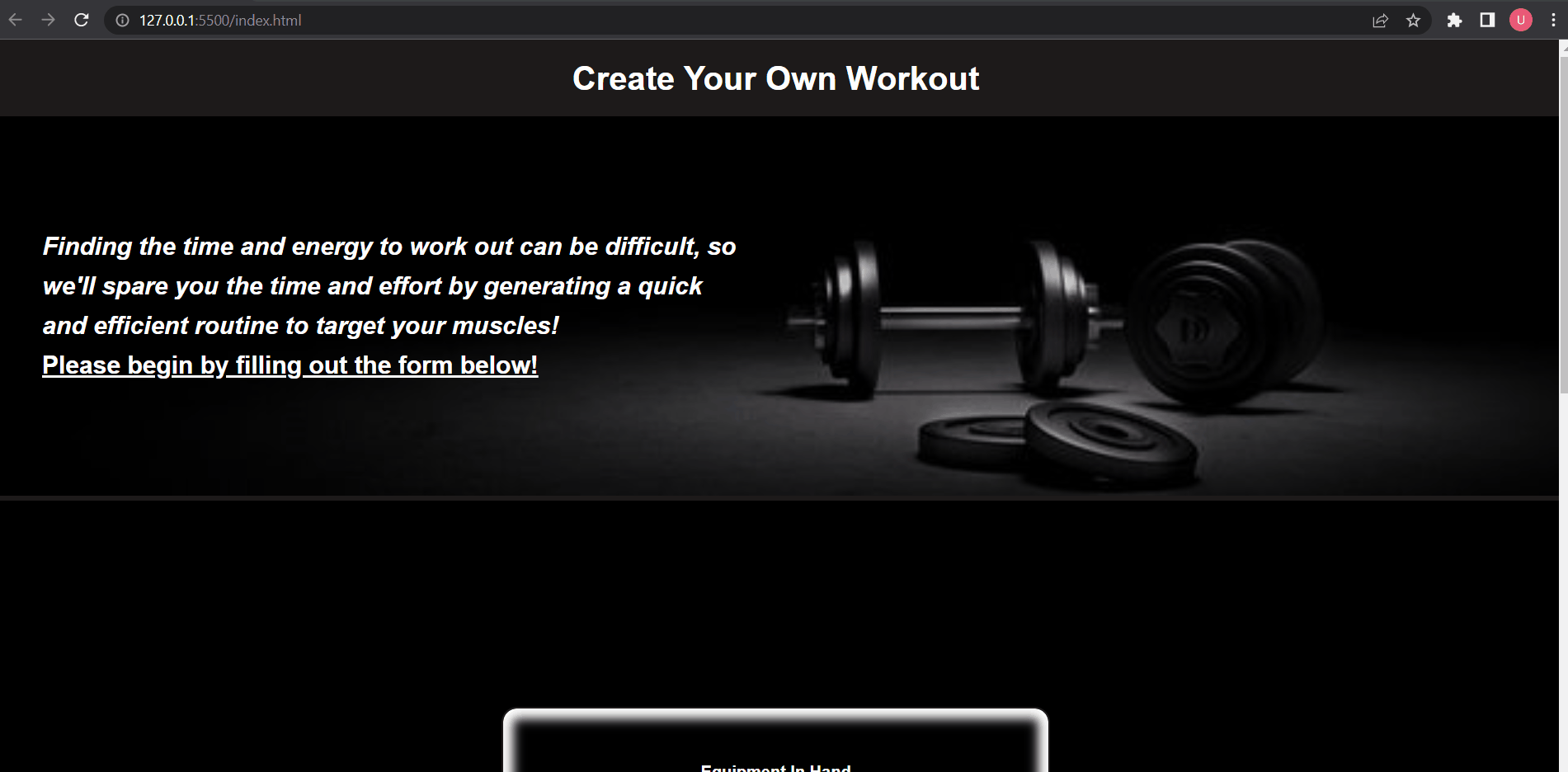 GitHub - uchaud6/Workout-Generator-Project: HTML, CSS, JavaScript ...