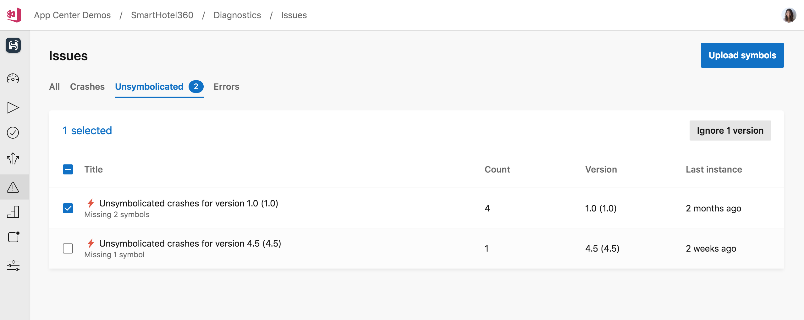 View Unsymbolicated Crashes · Issue #110 · microsoft/appcenter · GitHub