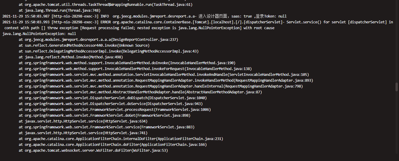 长时间操作后 后台报空指针 关闭浏览器重新打开就好了! · Issue #697 · jeecgboot/JimuReport · GitHub