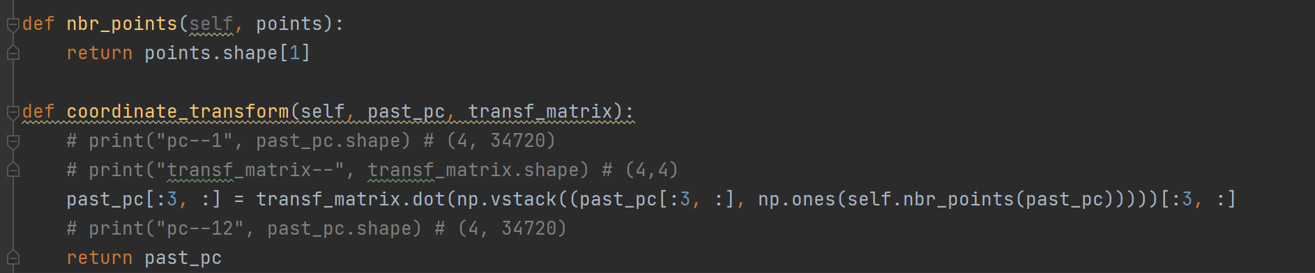 How to transform one point cloud on the time of t-1 to the point cloud coordinate on the time of ...