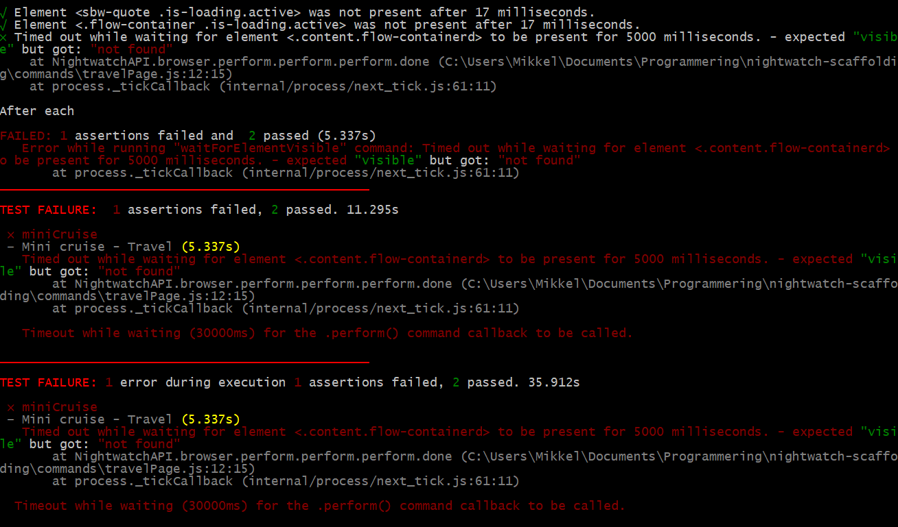 Perform Are Not Terminating When Test Fails Hangs Until It Times Out · Issue 2021