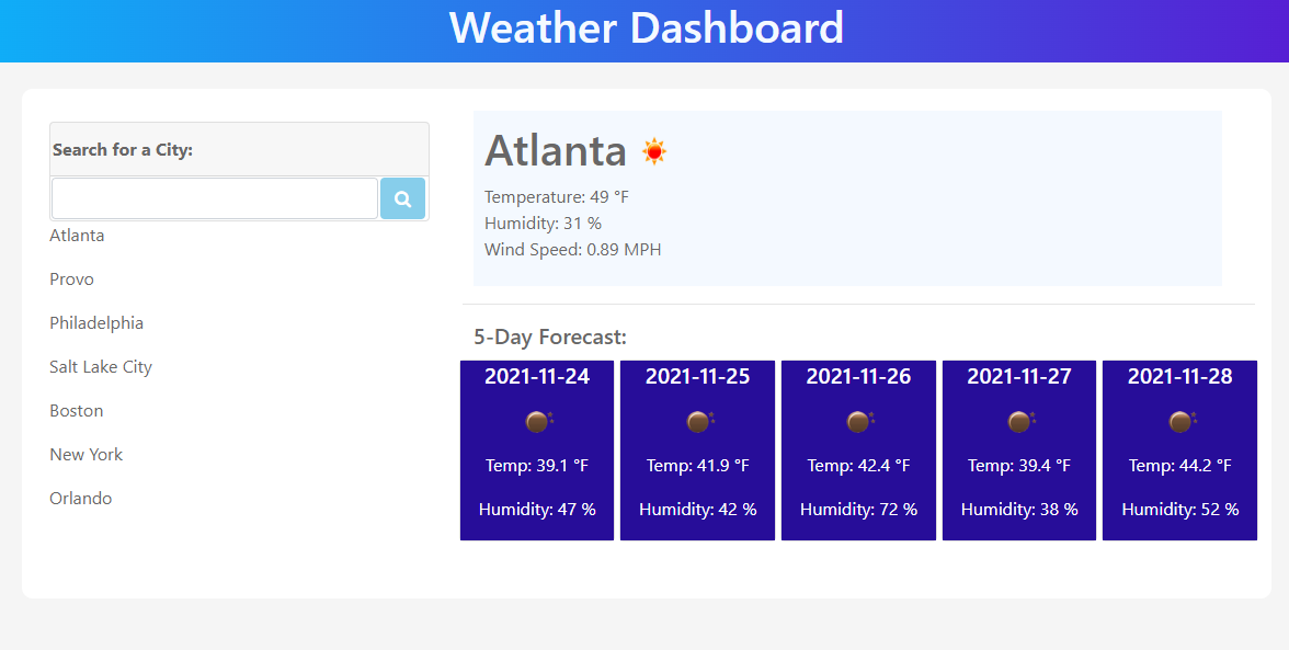 GitHub - Andy-Waine/weather-dashboard
