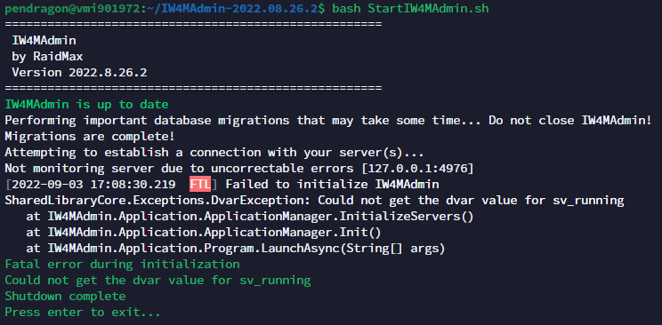 [Failed to initialize] Could not get the dvar value for sv_running · Issue #264 · RaidMax/IW4M ...