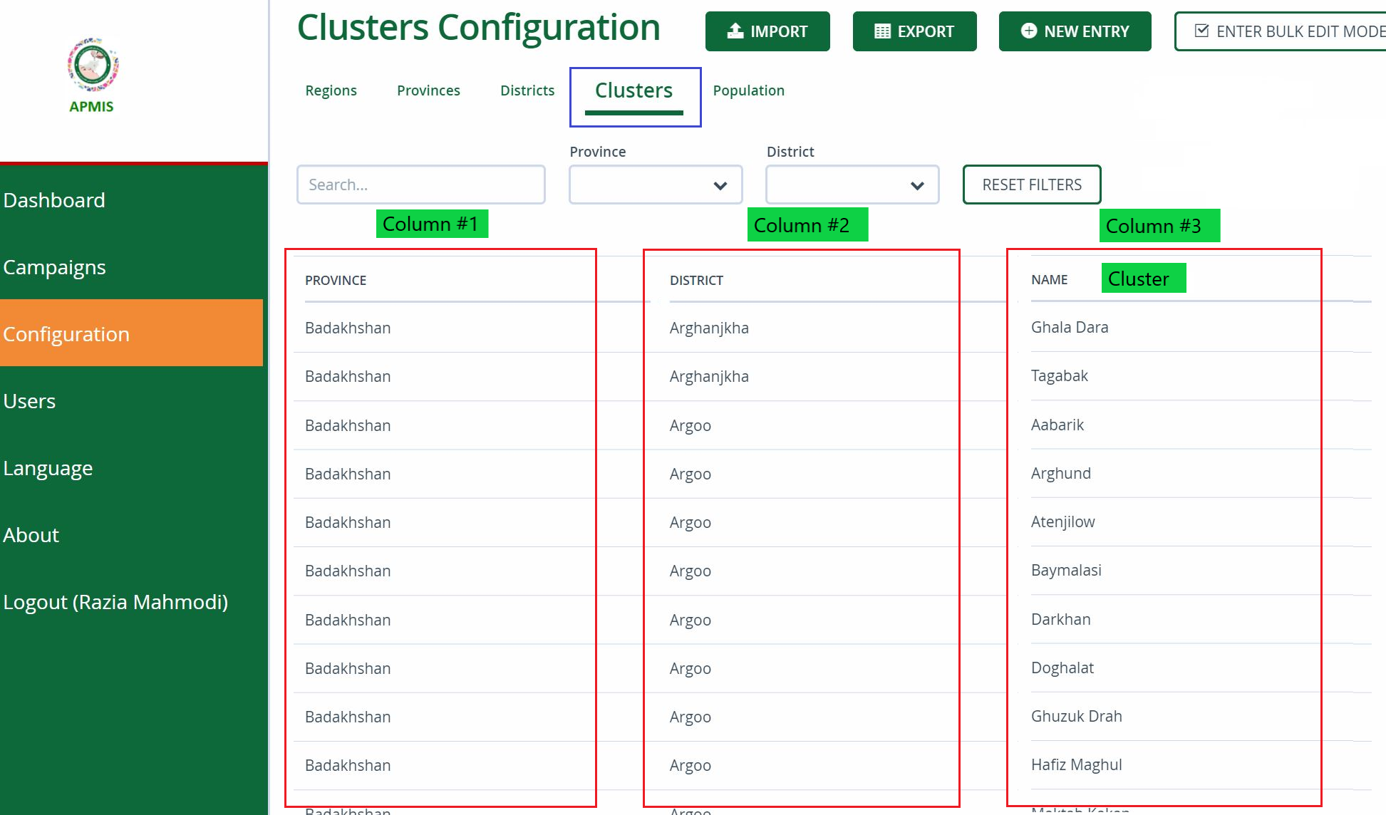 Configuration page: Org Unit changes to headers and ordering · Issue #154 · AFG-Polio-Data/APMIS ...