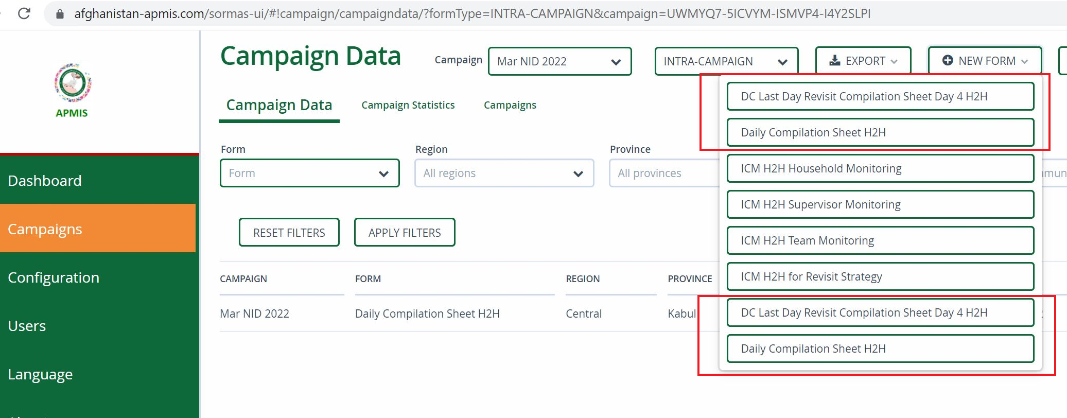 Forms name are listed repeated · Issue #161 · AFG-Polio-Data/APMIS-Project · GitHub