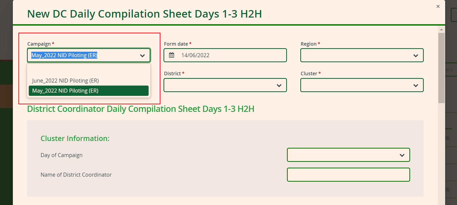 Close and Open a campaign · Issue #174 · AFG-Polio-Data/APMIS-Project · GitHub