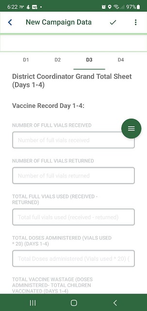 Daywise form in mobile app is showing as grand total · Issue #256 · AFG-Polio-Data/APMIS-Project ...