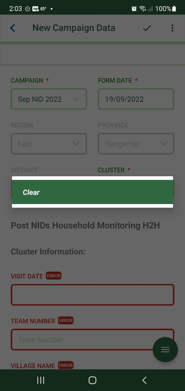 Numbers are not showing in Cluster Numbers list · Issue #257 · AFG-Polio-Data/APMIS-Project · GitHub