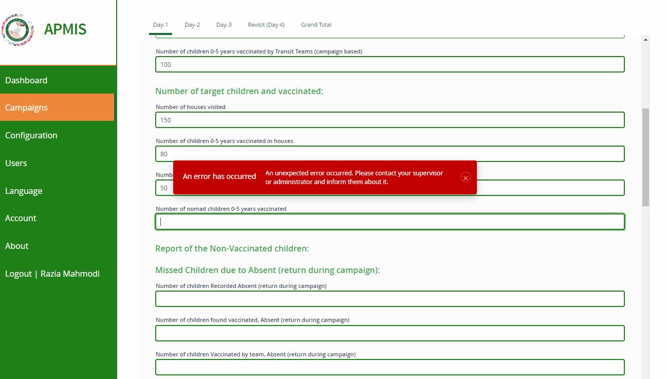 Receiving error while data entry to tab form · Issue #277 · AFG-Polio-Data/APMIS-Project · GitHub