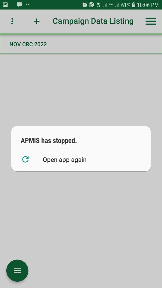 Mobile app automatically restarts during data entry · Issue #304 · AFG-Polio-Data/APMIS-Project ...