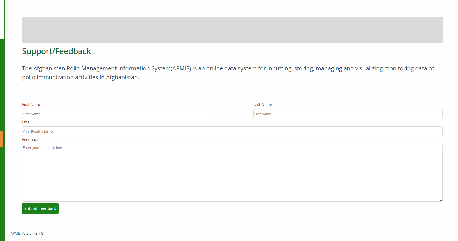 Heading of About and Support pages should be on the top of the page · Issue #409 · AFG-Polio ...