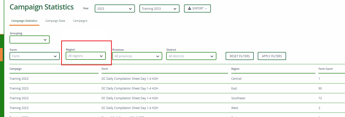Changes in Campaign Statistics page · Issue #421 · AFG-Polio-Data/APMIS-Project · GitHub