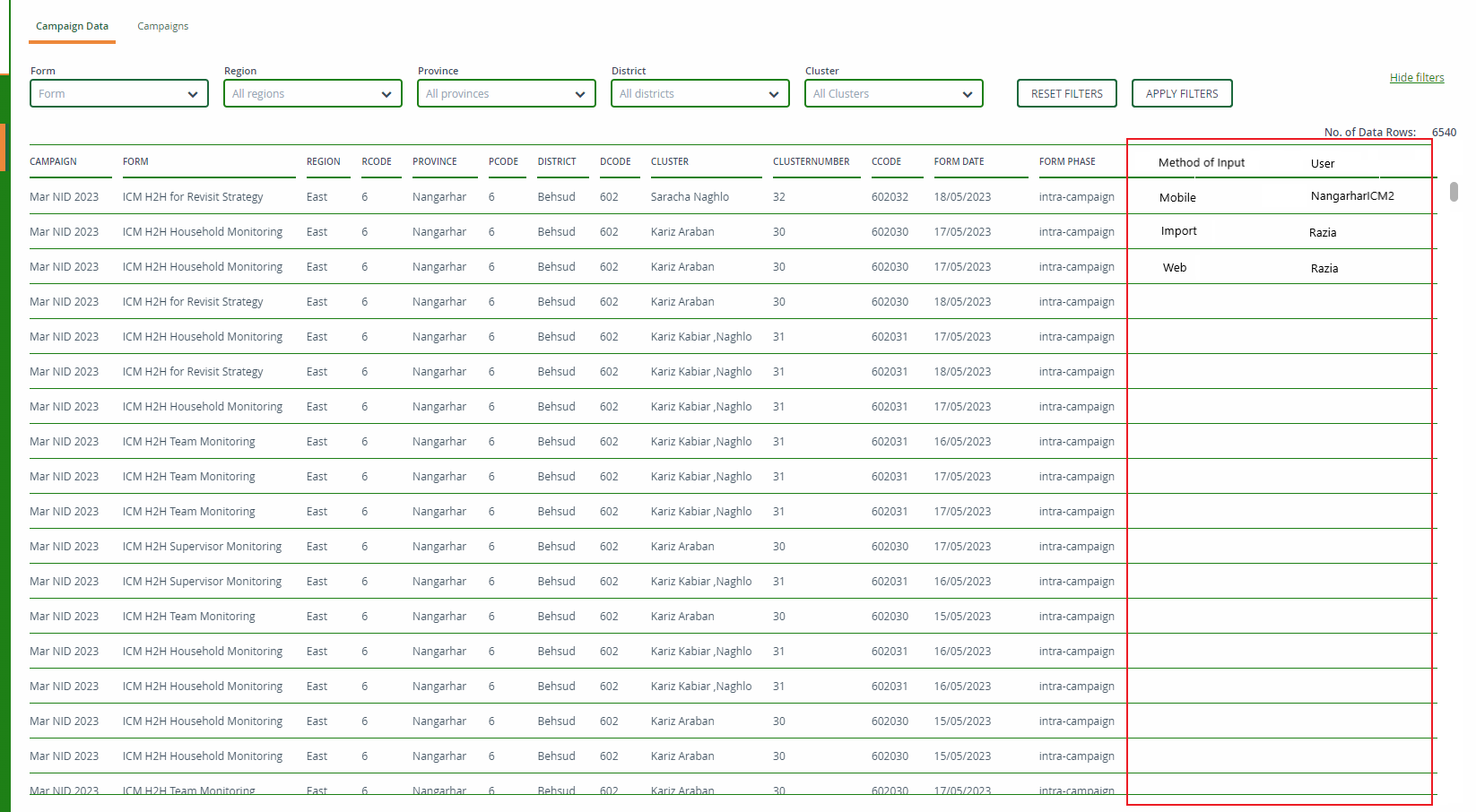 Improving default list view of Campaigns/Campaign Data landing page · Issue #478 · AFG-Polio ...