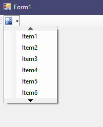 Button height is too high for up/down arrows in ToolStripSplitButton DropDown, when a ...
