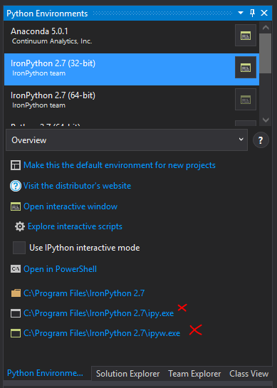 Python environment wrongly detected in Visual Studio after IronPython ...