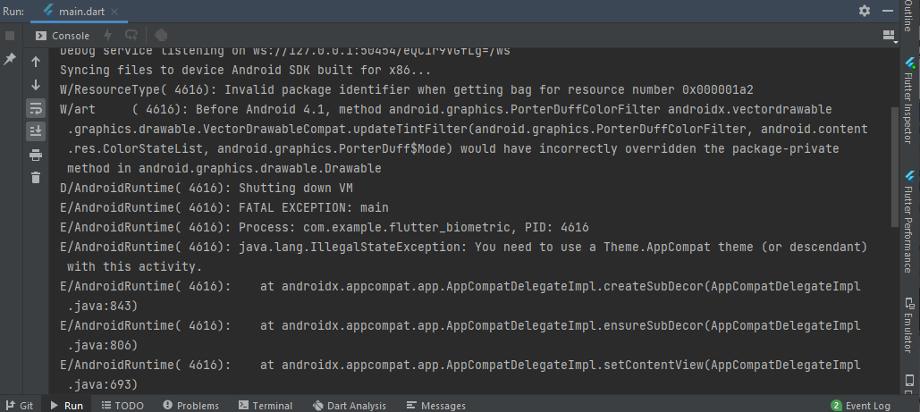 flutter app shut down when i use fingerprint local auth · Issue #108236 · flutter/flutter · GitHub