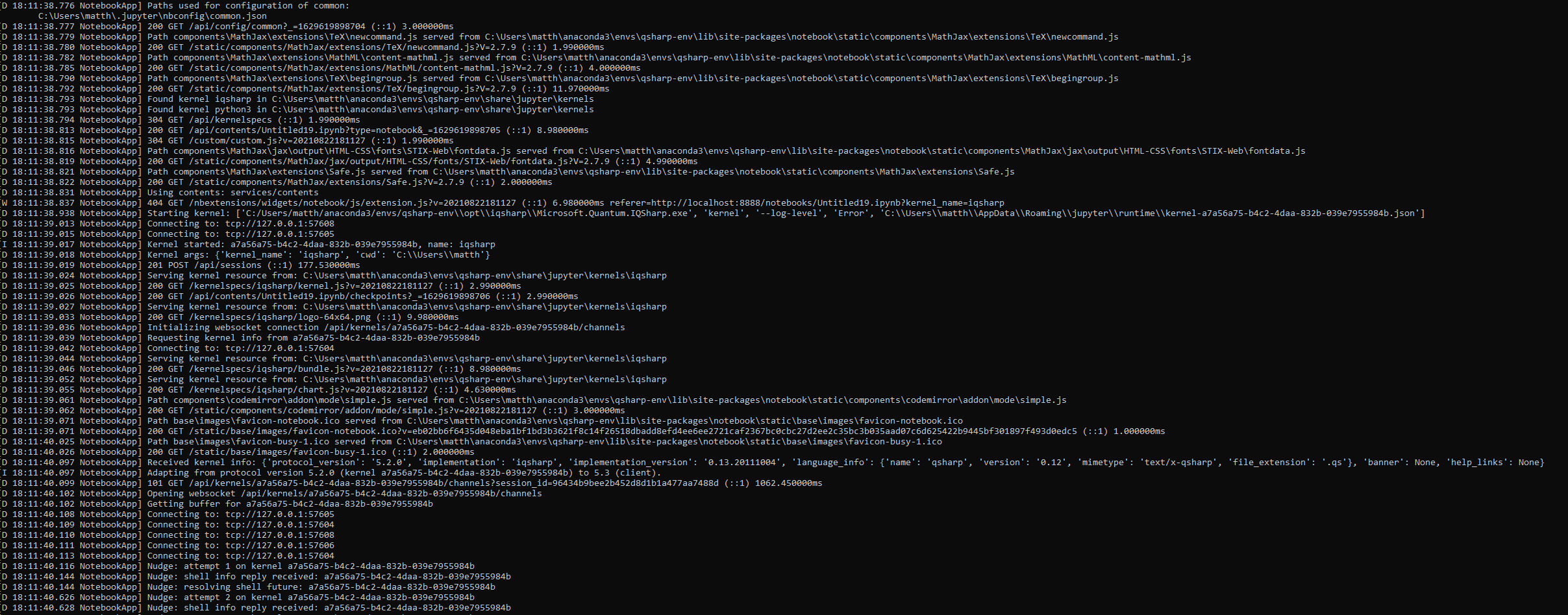 IQsharp Kernel Fails to connect in Jupyter Notebook. · Issue #494 · microsoft/iqsharp · GitHub
