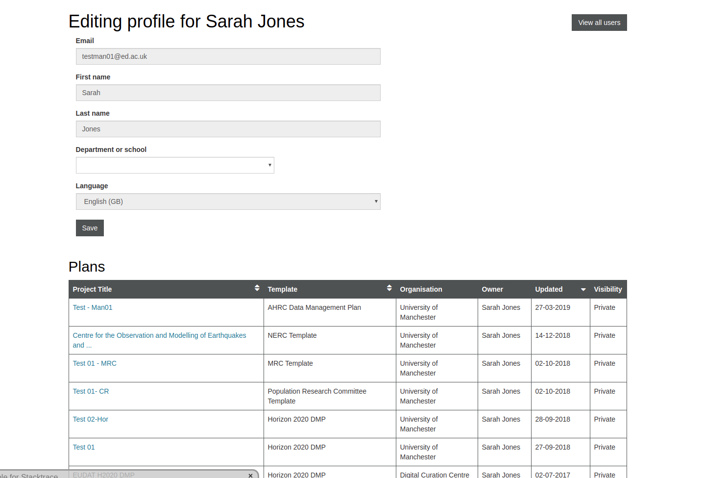 Improve admin view of users · Issue #2240 · DMPRoadmap/roadmap · GitHub