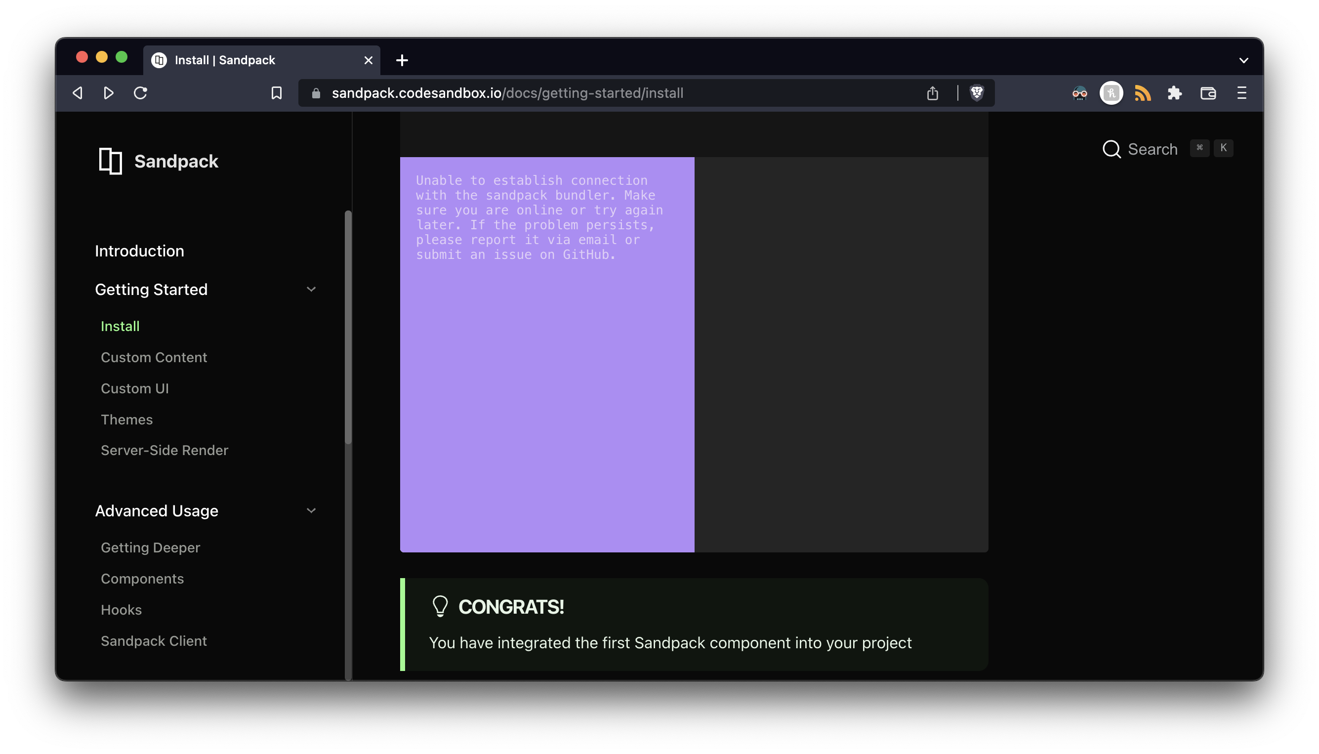 Sandbox can not use normally in official website · Issue #637 · codesandbox/sandpack · GitHub