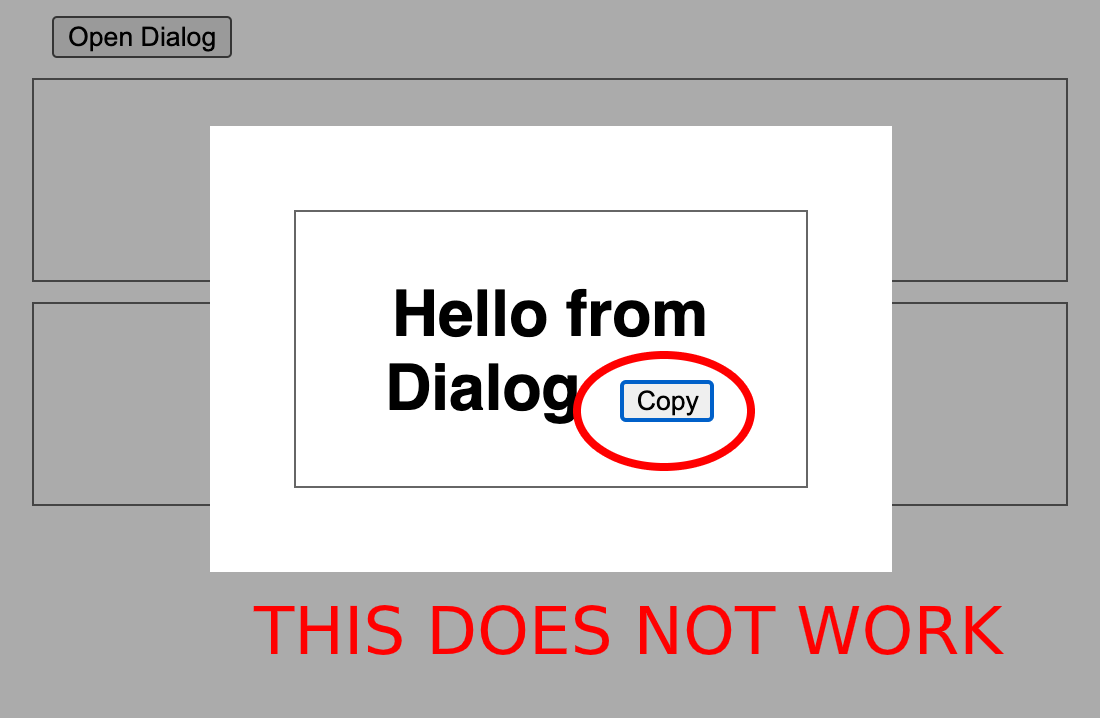 Can't copy text to clipboard from within a Dialog · Issue #626 · reach/reach-ui · GitHub