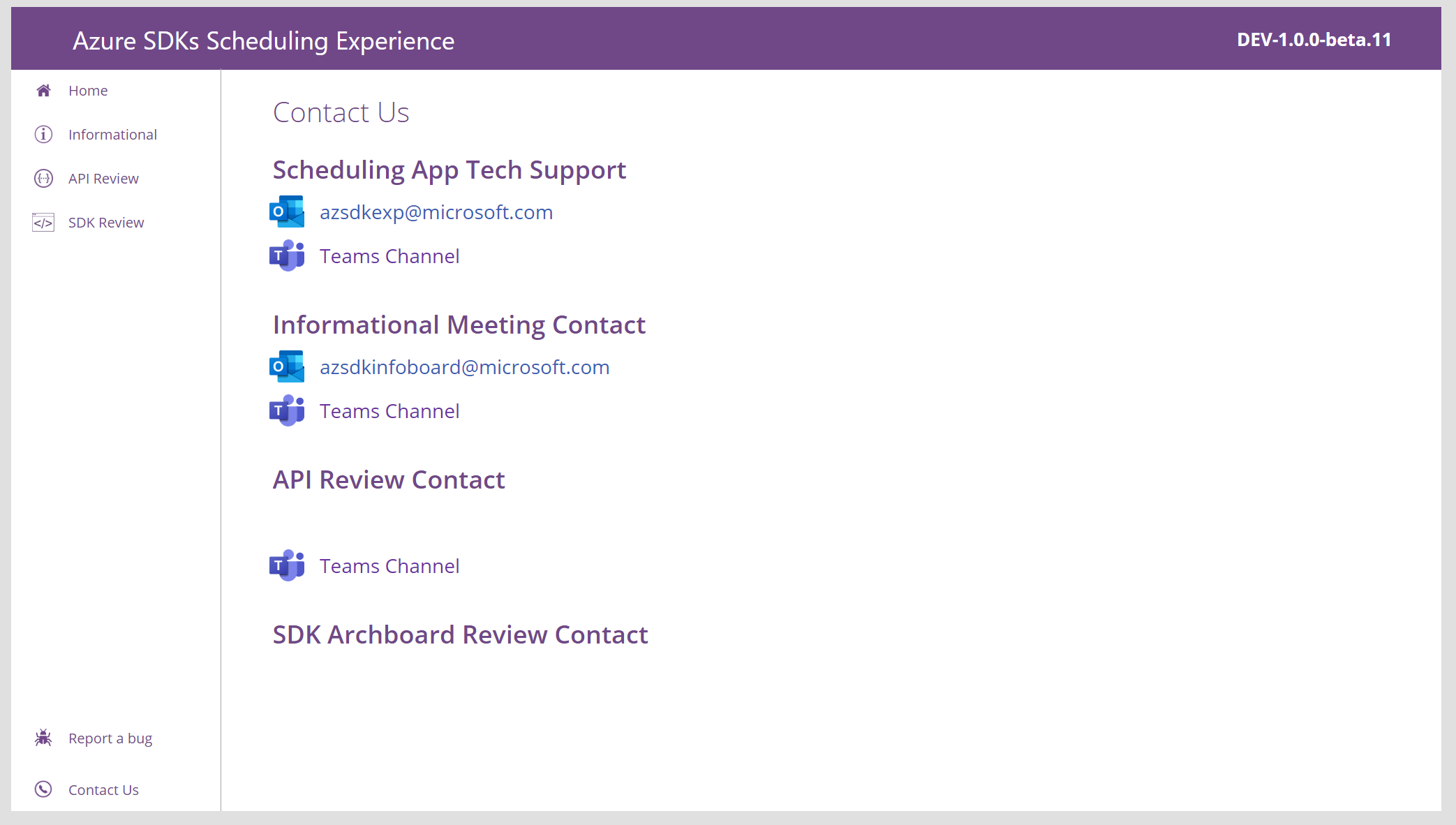Consolidate Contact Us/report a bug pages between Release Planner and Scheduler apps · Issue ...