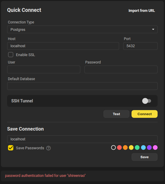 Password authentication failed for Blank Username/Password for Postgres · Issue #373 · beekeeper ...