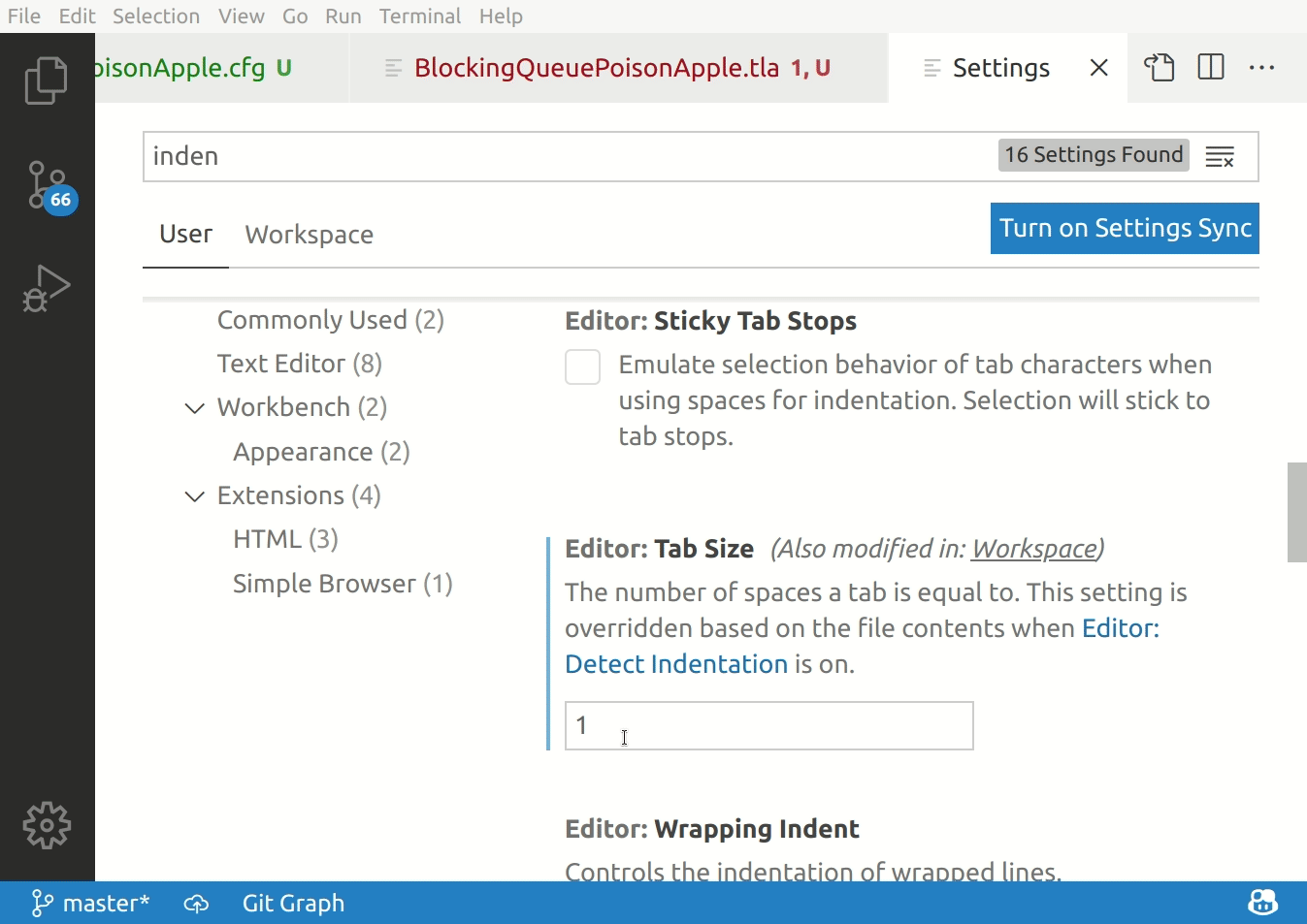 press tab in editor indent 8 spaces, no mater what tab size I set in ...