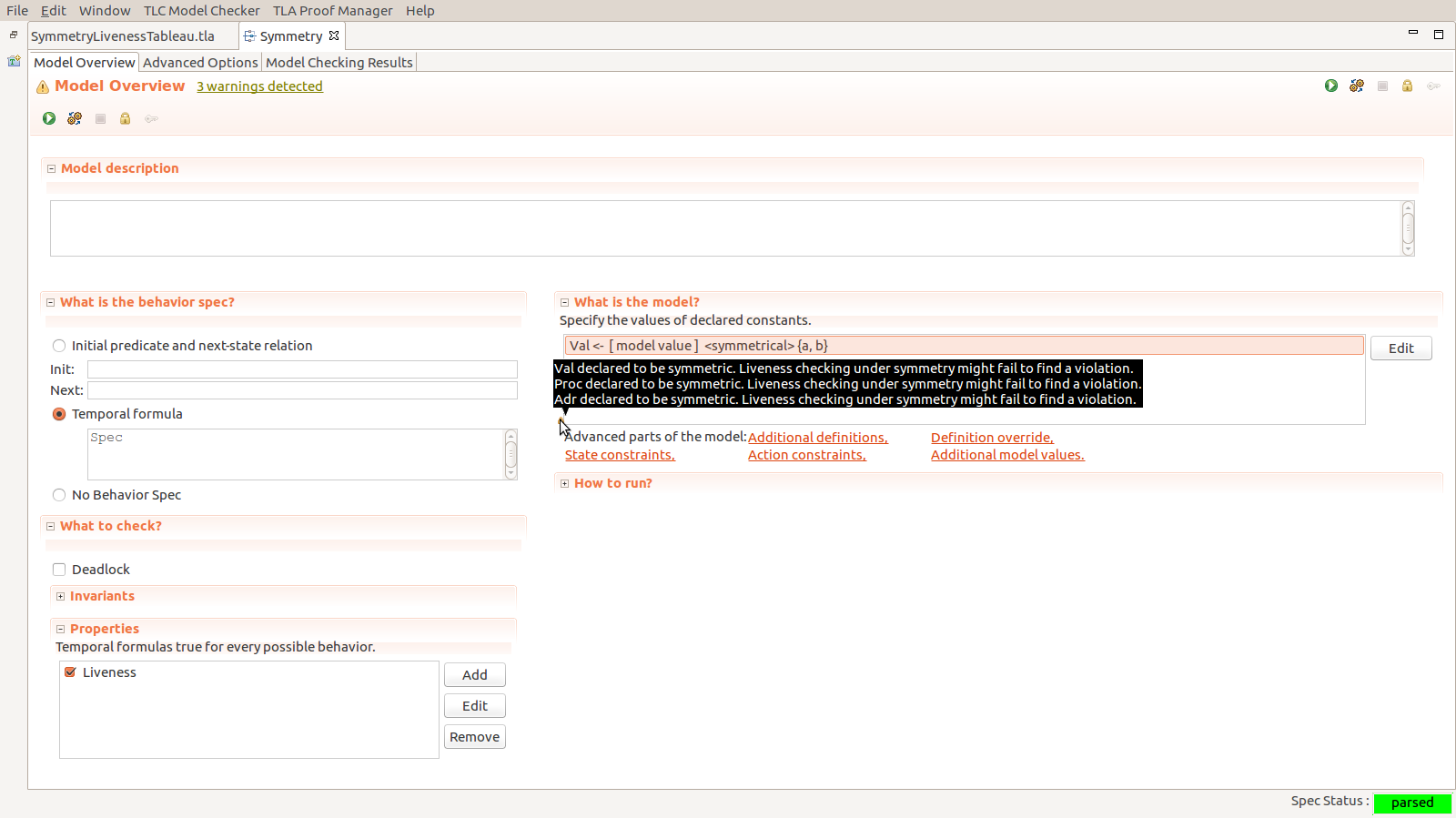 Warn or error on liveness checking with symmetry · Issue #59 · tlaplus/tlaplus · GitHub