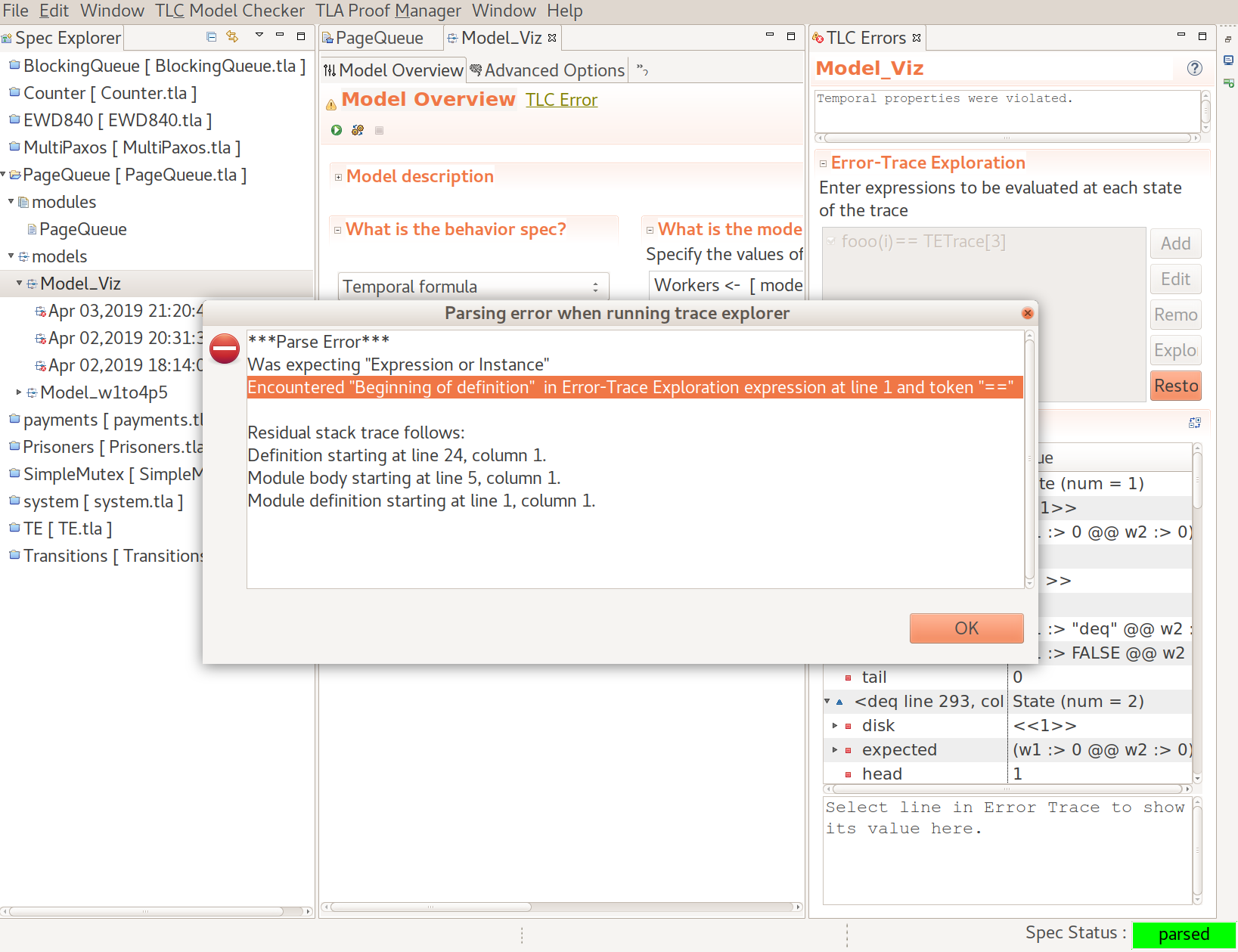 Support named expressions in Error Trace Exploration · Issue #265 · tlaplus/tlaplus · GitHub