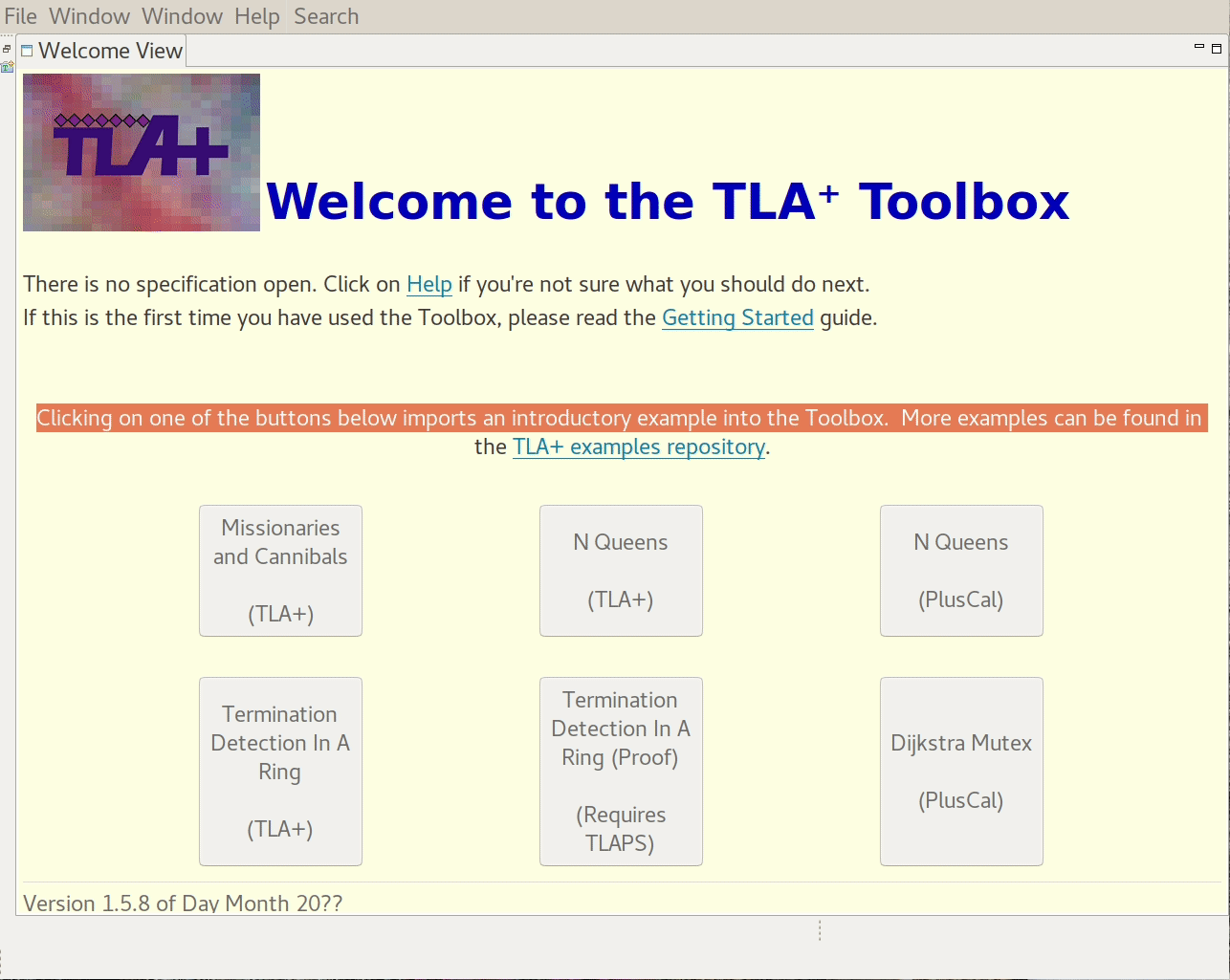 Improve first-user experience by including or linking to the TLA+ examples · Issue #223 ...
