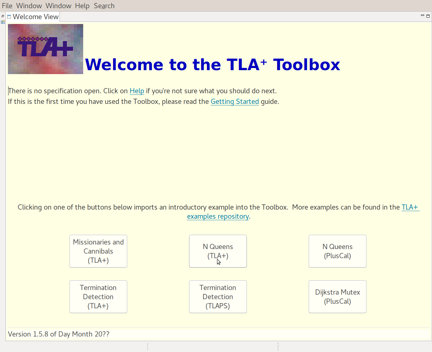Improve first-user experience by including or linking to the TLA+ examples · Issue #223 ...