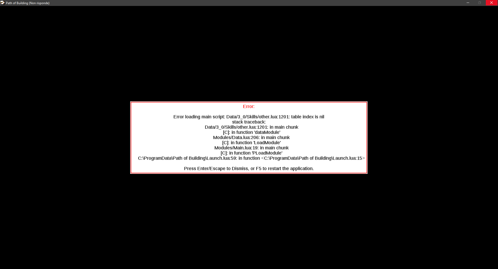 PoB not starting · Issue #1881 · Openarl/PathOfBuilding · GitHub