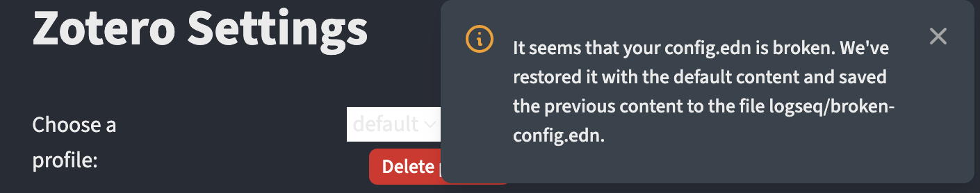Config File Crash When I Try To Add New Profile For Zotero · Issue 6861 · Logseqlogseq · Github