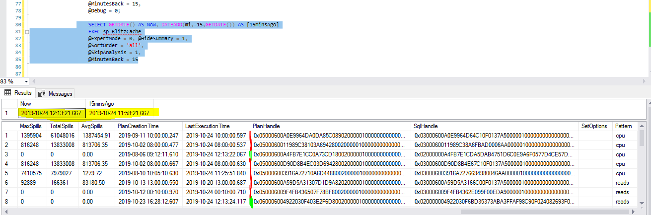 Running sp_BlitzCache with SortOrder='all' Ignores @MinutesBack · Issue ...