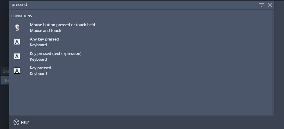 Add new conditions that allow text expressions to specify mouse buttons (similar to keyboard ...