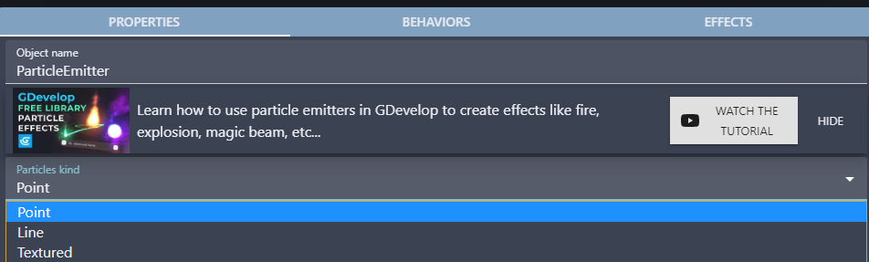 Improve wording on particle emitters · Issue #3216 · 4ian/GDevelop · GitHub