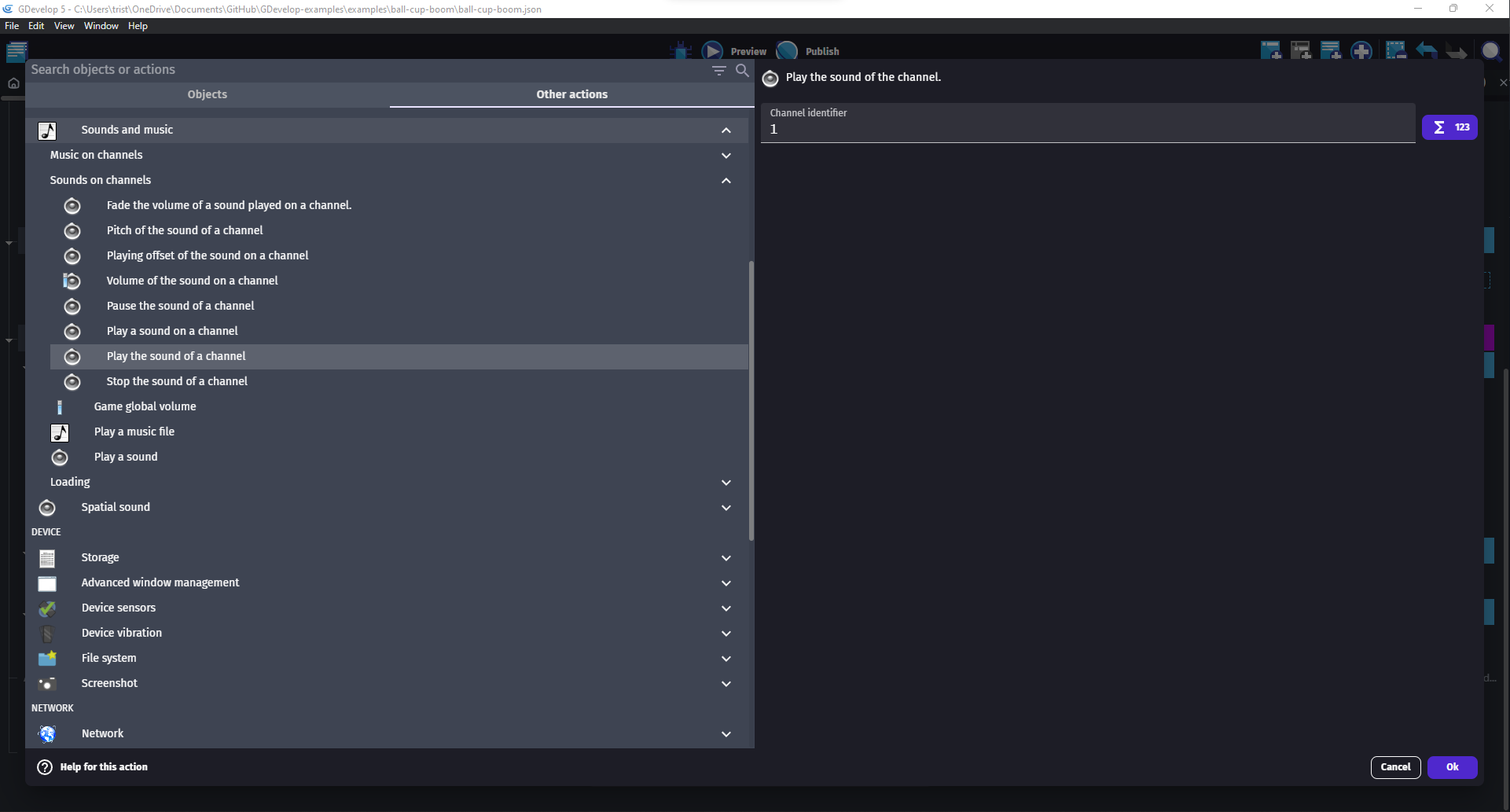 "Play sound on a channel" looks duplicated because "Unpause sound ...
