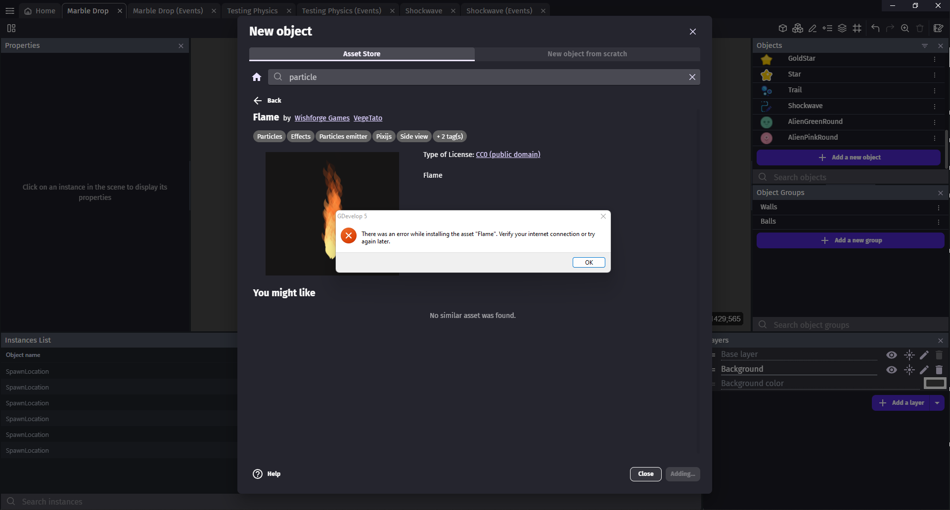 Error When Trying To Download Particle Emitter Objects From Asset Store Version 51154