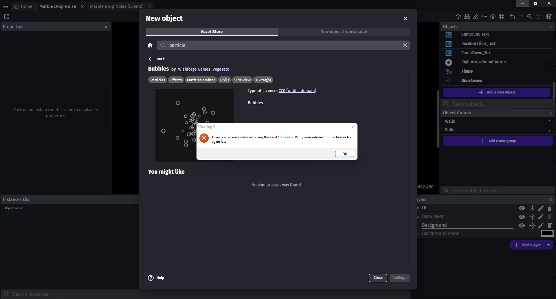 Cannot download particle emitters from the asset store (v5.1.155) · Issue #4770 · 4ian/GDevelop ...
