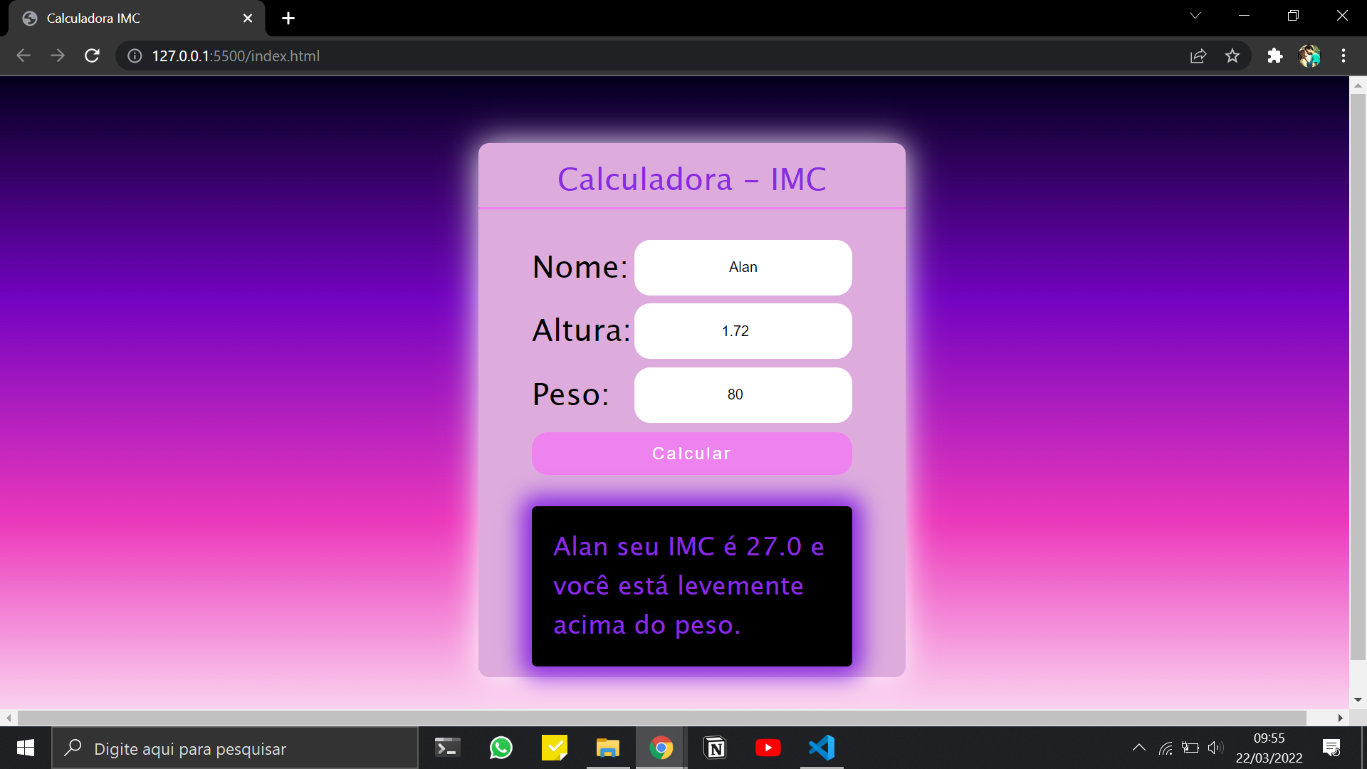 GitHub - AlanMoreira13/Calculadora-IMC