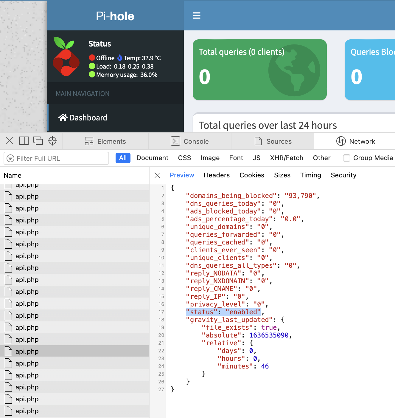 API reporting status: enabled while blocking is disabled · Issue #1965 · pi-hole/web · GitHub
