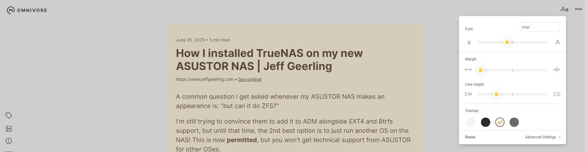 Enhancement: Theme on Whole Page When Reading/Inbox View for Web · Issue #2416 · omnivore-app ...