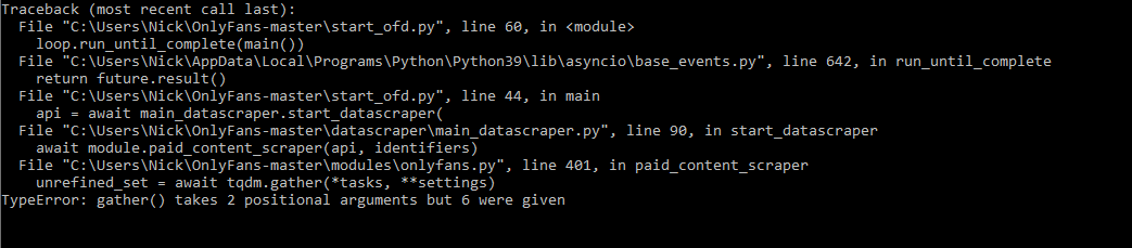 Traceback & TypeError when "Scraping Paid Content" · Issue #1570 · UltimaHoarder/UltimaScraper ...